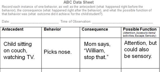 Antecedent Behavior Consequence Chart Example Search Results 